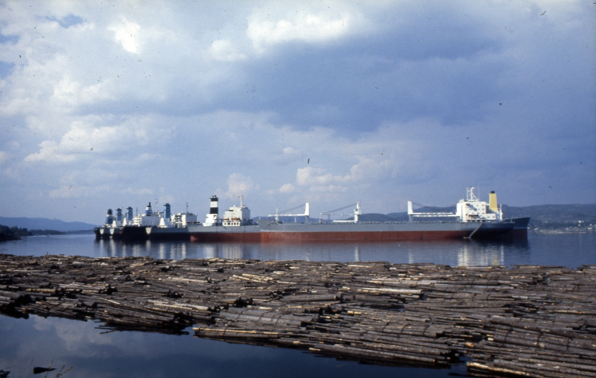 Tankskip i opplag i Sandebukta. - Norsk Maritimt Museum / DigitaltMuseum